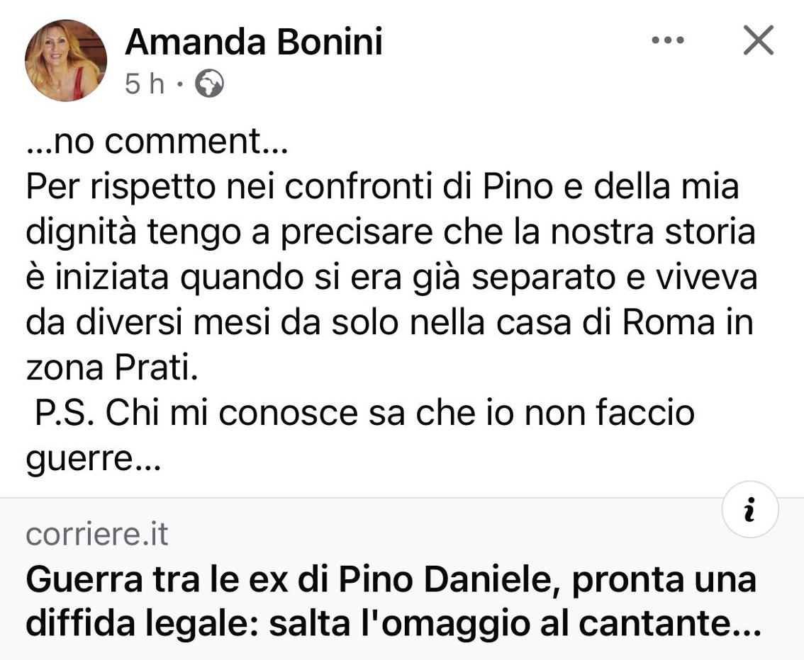 ''La mia storia con Pino Daniele iniziata quando era già separato ...